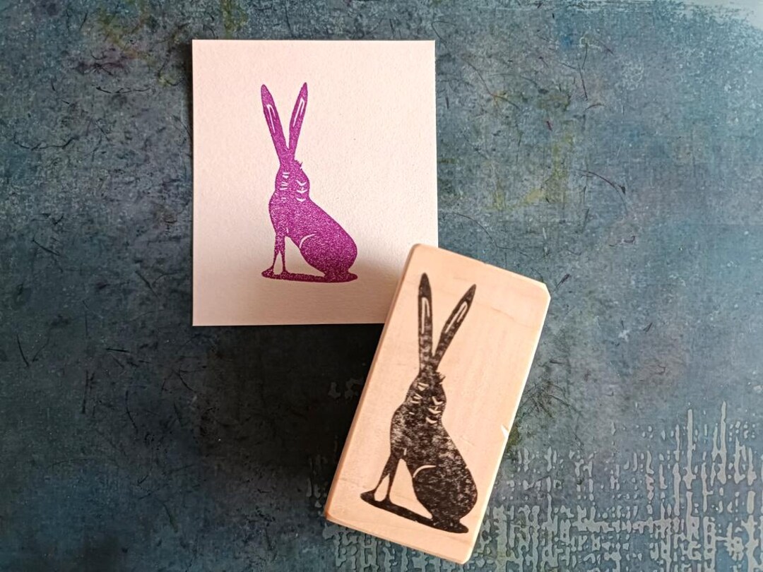 Hare Rubber Stamp for Easter Decor, Woodland Animal Stamp, Wildlife ...