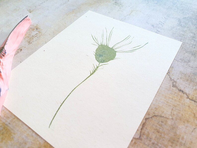 Thistle Rubber Stamp for Altered Art Journal, Wild Flower Stamp for ...