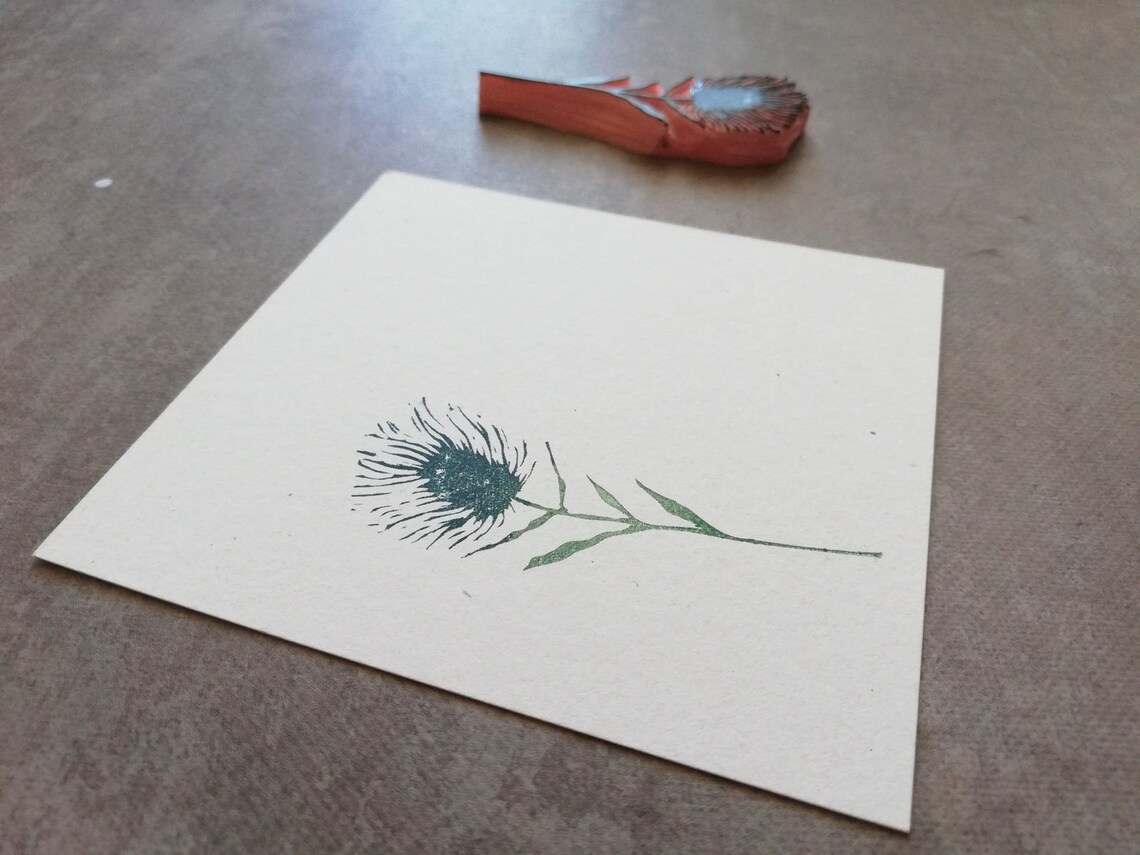 Thistle rubber stamp for daily planner wild flower cardmaking | Etsy