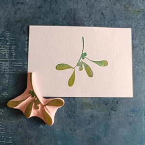 Mistletoe Rubber Stamp for Cardmaking, Hand Carved Mistletoe Stamp for ...