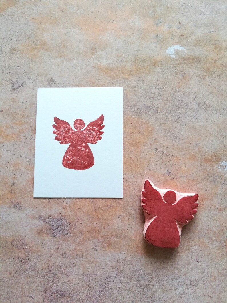 Vintage angel rubber stamp for Christmas card handmade | Etsy