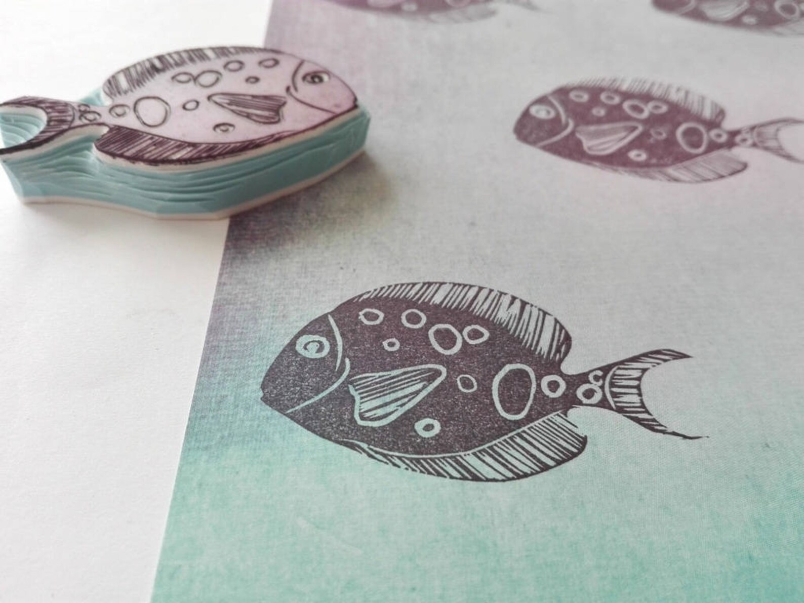 Fish Rubber Stamp for Daily Planner Animal Stamp for Kids | Etsy