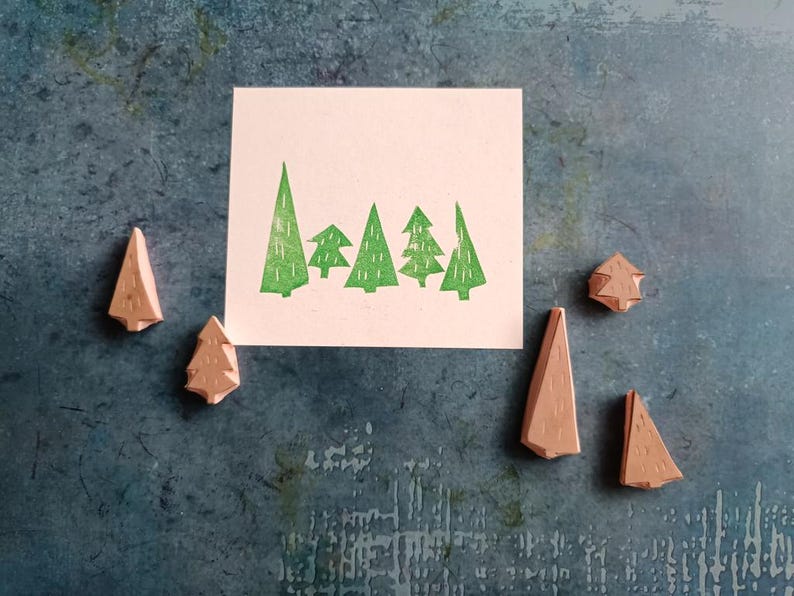 Christmas Tree Rubber Stamp Set, Winter Scenery Stamp for Scrapbooking ...