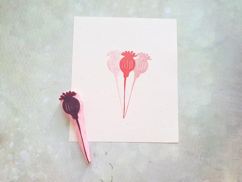 Poppy Seed Rubber Stamp for Rustic Journal Wild Flower Stamp - Etsy