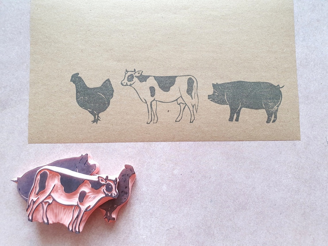 Chicken rubber stamp for scrapbooking Farm animal stamp for | Etsy