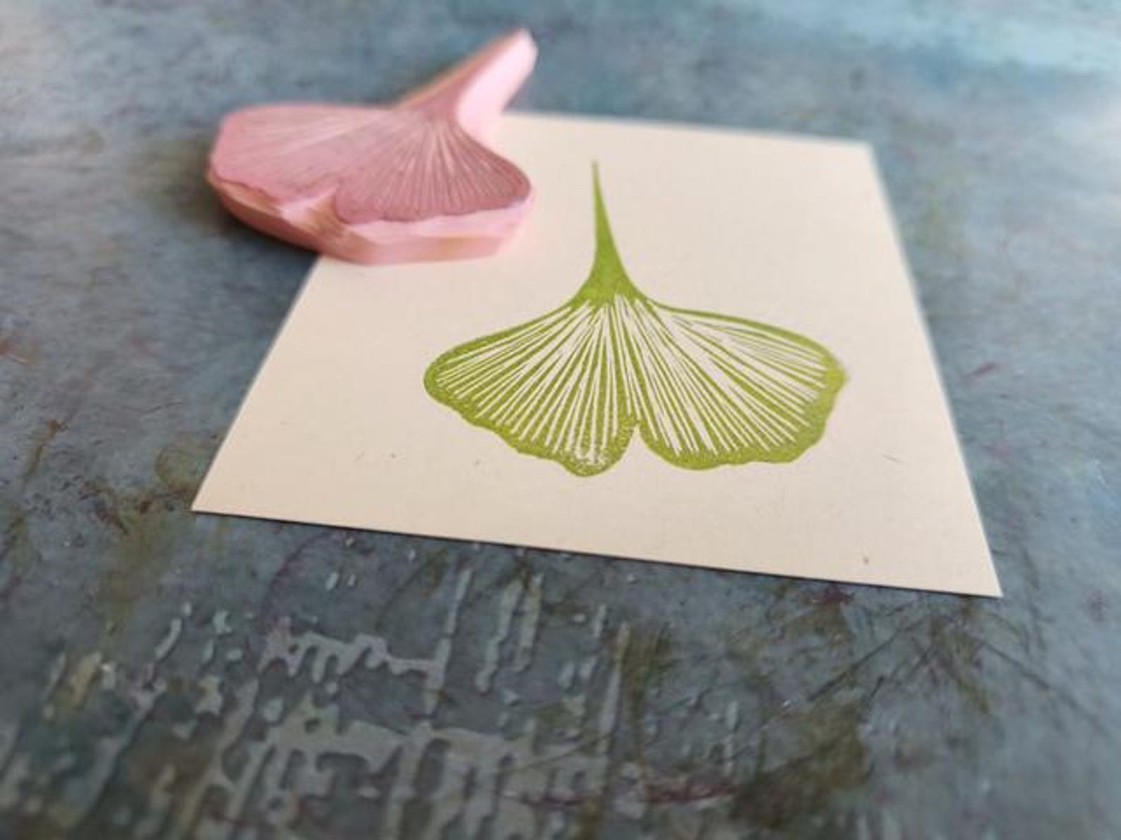 Unique Ginkgo Biloba Rubber Stamp, Artisan Ginkgo Leaf Rubber Stamp ...