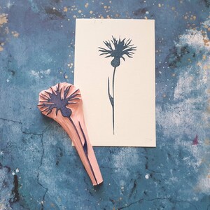 Cornflower Rubber Stamp for Cardmaking, Blue Flower Stamp for ...