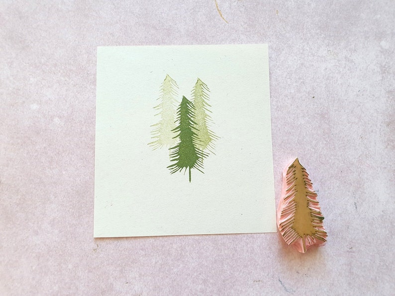 Pine Tree Rubber Stamp, Winter Forest Stamp, Christmas Cardmaking ...