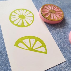 Fresh Lemon Slice Rubber Stamp Set, Lime Stamp, Gift for Summer Fruit ...