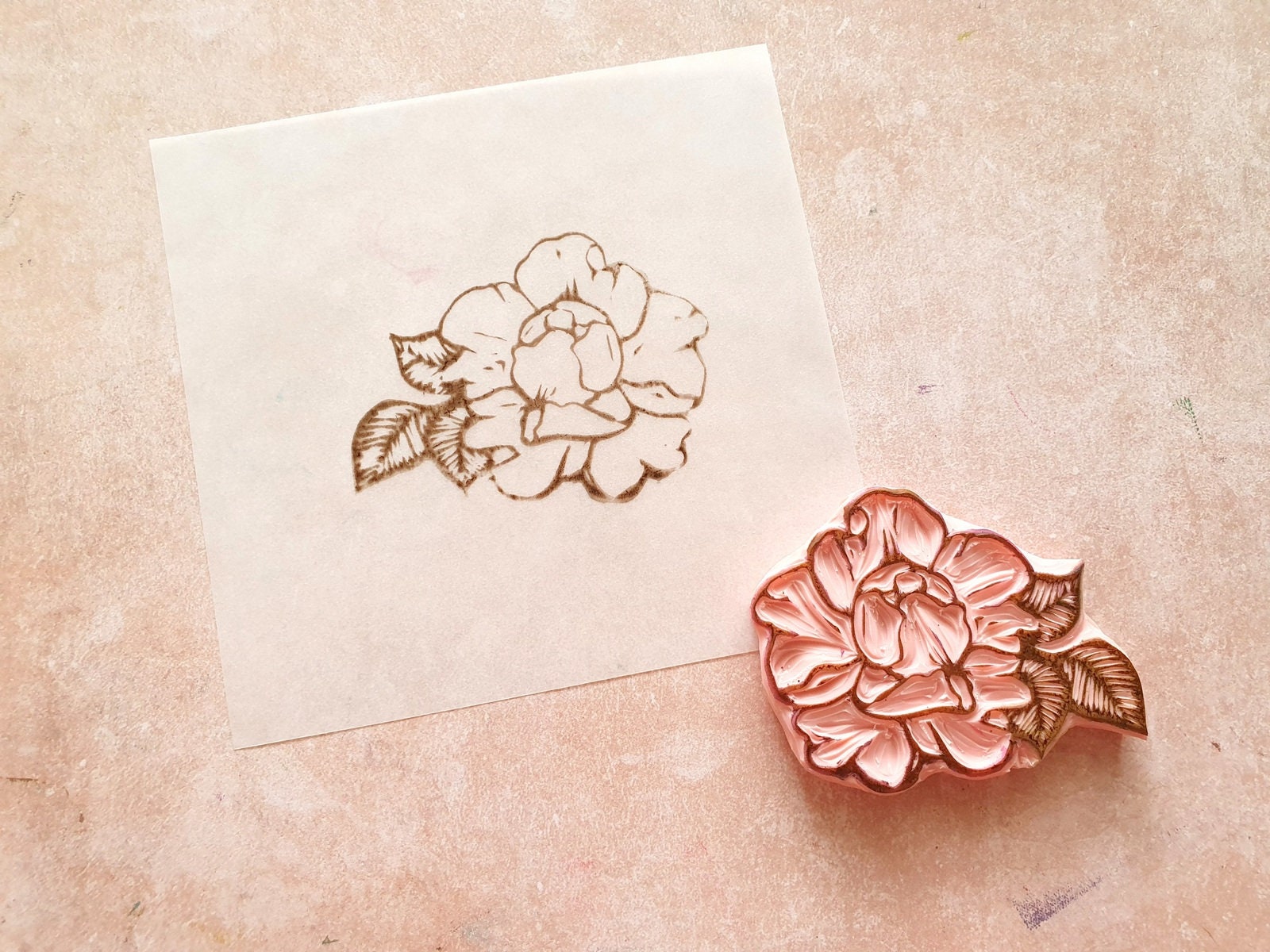 Peony Rubber Stamp for Country Wedding Invitation, Wild Rose Stamp for ...