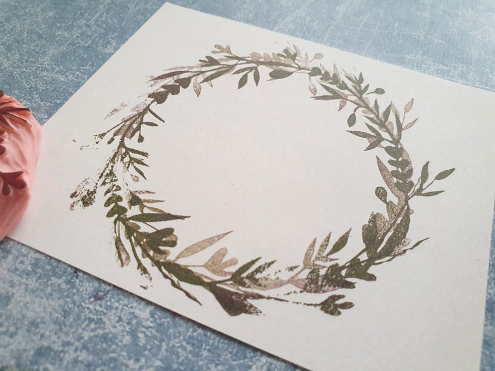 Wreath Rubber Stamp for Rustic Wedding Cardmaking Botanical - Etsy