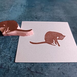 Cat Rubber Stamp for Journaling, Hand Carved Cat Stamp for Crafting ...