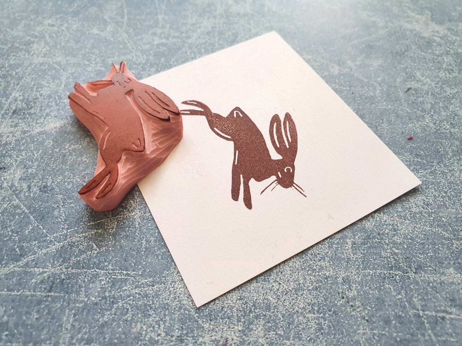 Rabbit Rubber Stamp, Hare Rubber Stamp, Animal Stamp, Easter Decor ...