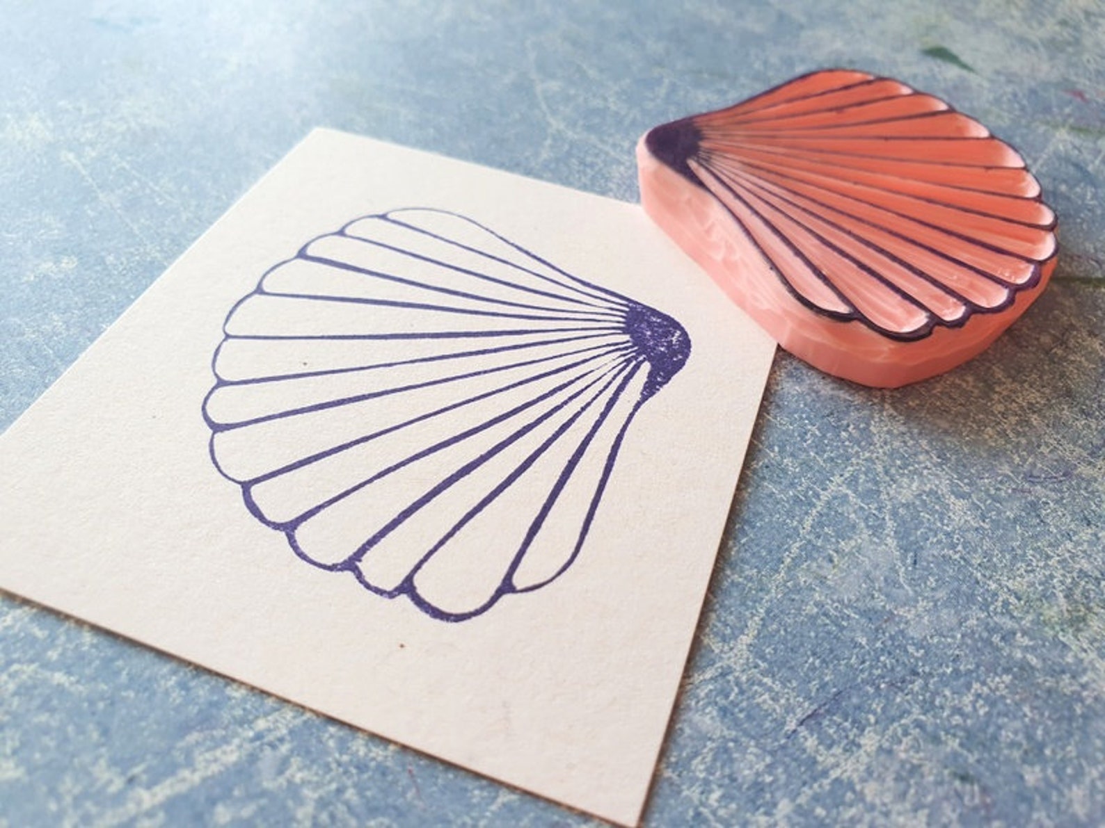 Seashell Rubber Stamp for Scrapbooking Hand Carved Bullet - Etsy
