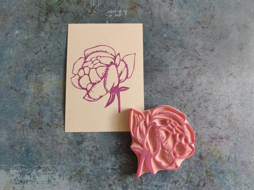 Peony Rubber Stamp for Scrapbooking, Handmade Flower Ephemera, Boho ...