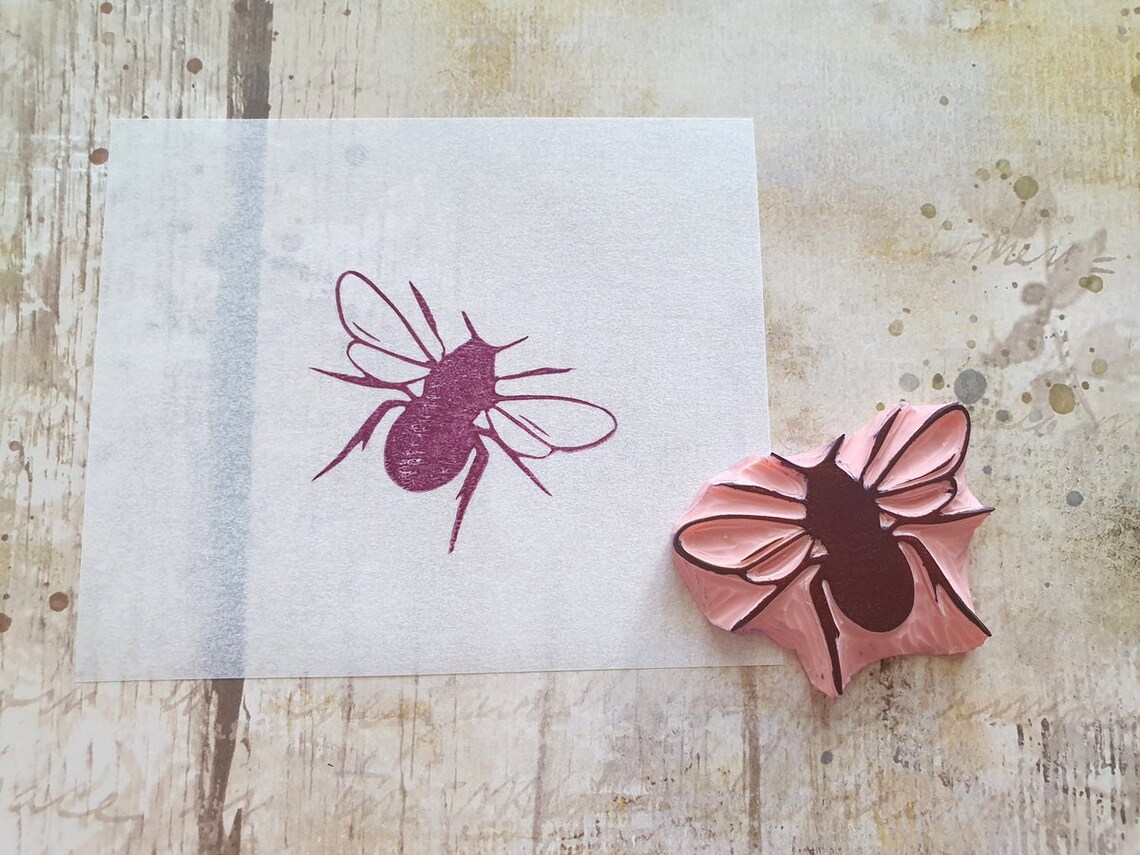Bee rubber stamp for cardmaking honey bee stamp for nature | Etsy