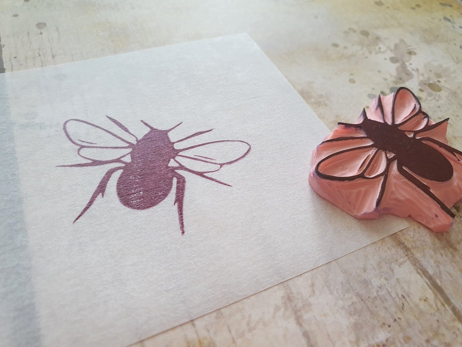 Bee rubber stamp for cardmaking honey bee stamp for nature | Etsy