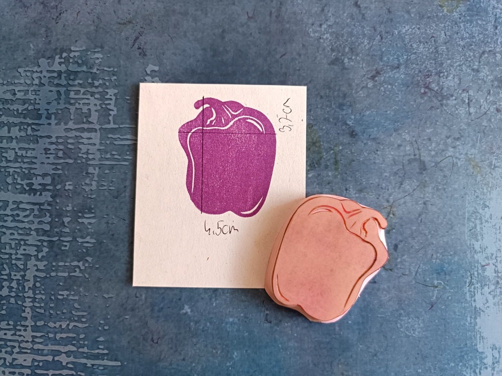 Pepper Rubber Stamp for Journal, Bell Pepper Stamp for Paper Craft ...