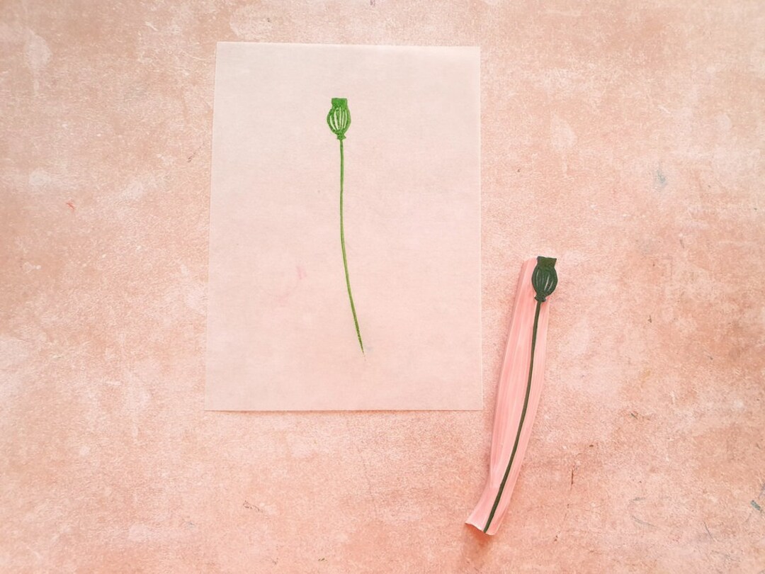 Wild Poppy Rubber Stamp for Traveler Journal, Flower Stamp for ...