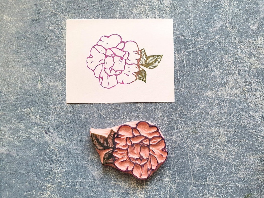 Peony Rubber Stamp for Country Wedding Invitation, Wild Rose Stamp for ...