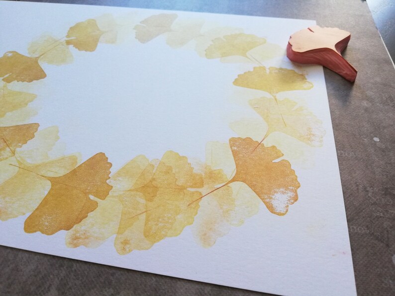 Ginkgo leaf stamp for cardmaking fall rubber stamp for bullet | Etsy