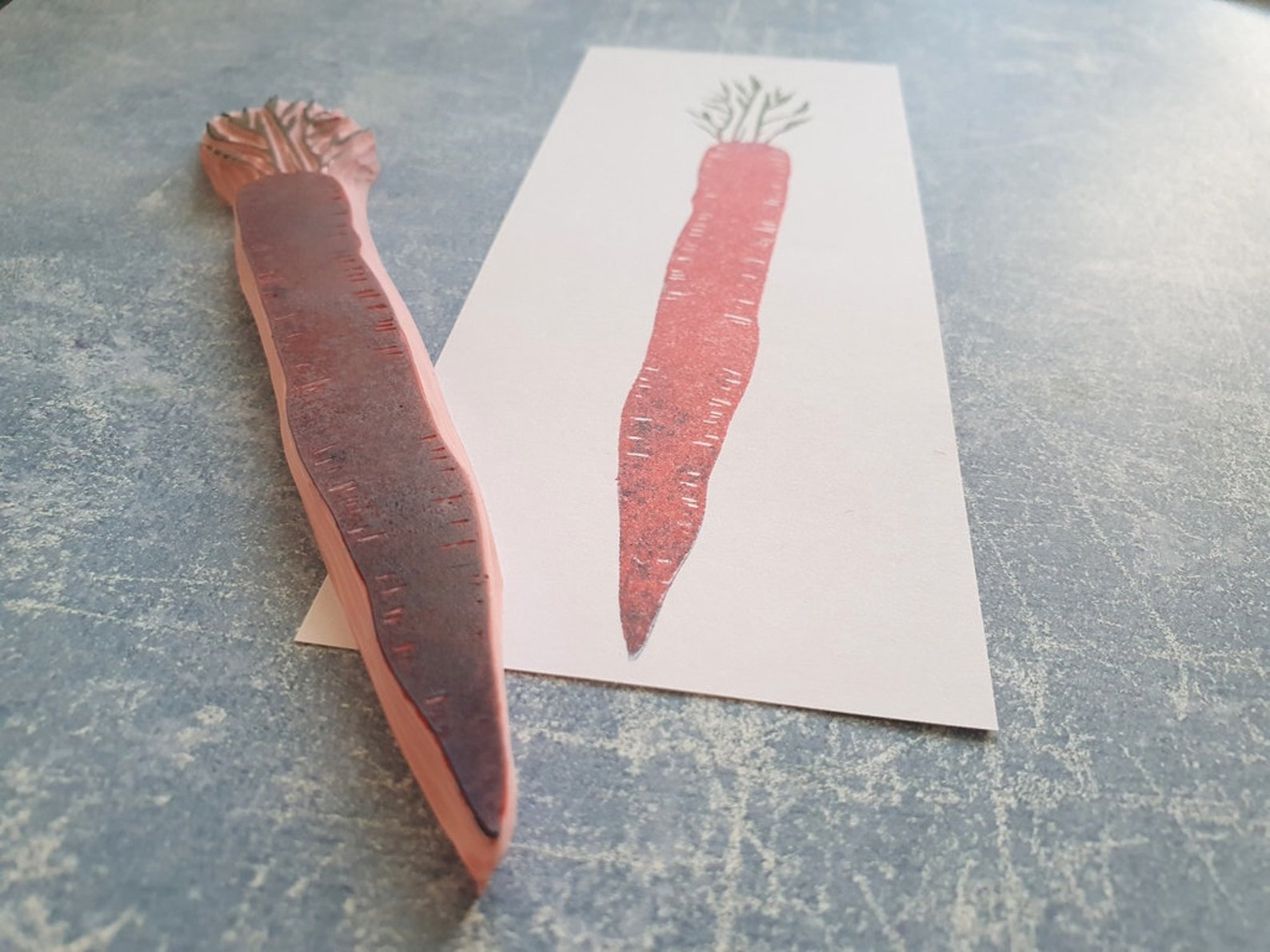 Carrot Rubber Stamp for Printing on Fabric Bags, Garden Vegetable Stamp ...