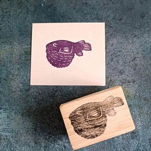 Pufferfish Rubber Stamp for Art Journaling, Fish Rubber Stamp for ...