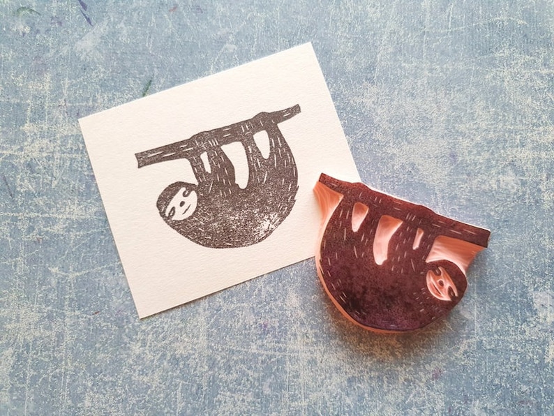 Sloth Rubber Stamp Sloth Print Wild Animal Stamp Travelers - Etsy