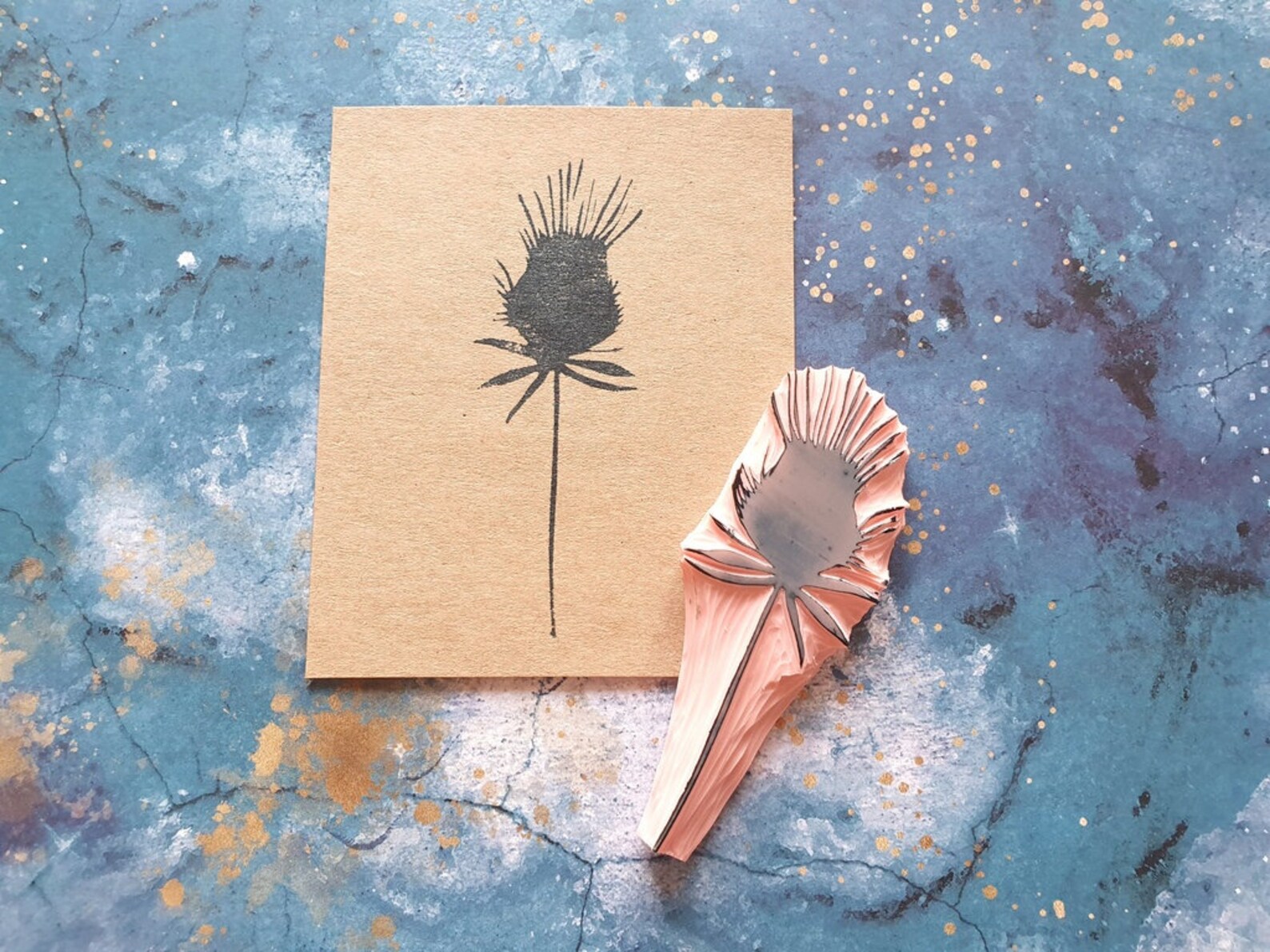 Thistle Rubber Stamp for Junk Journal, Wild Flower Stamp for ...
