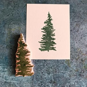 Christmas Tree Rubber Stamp for Holiday Crafts, Rustic Evergreen Tree ...