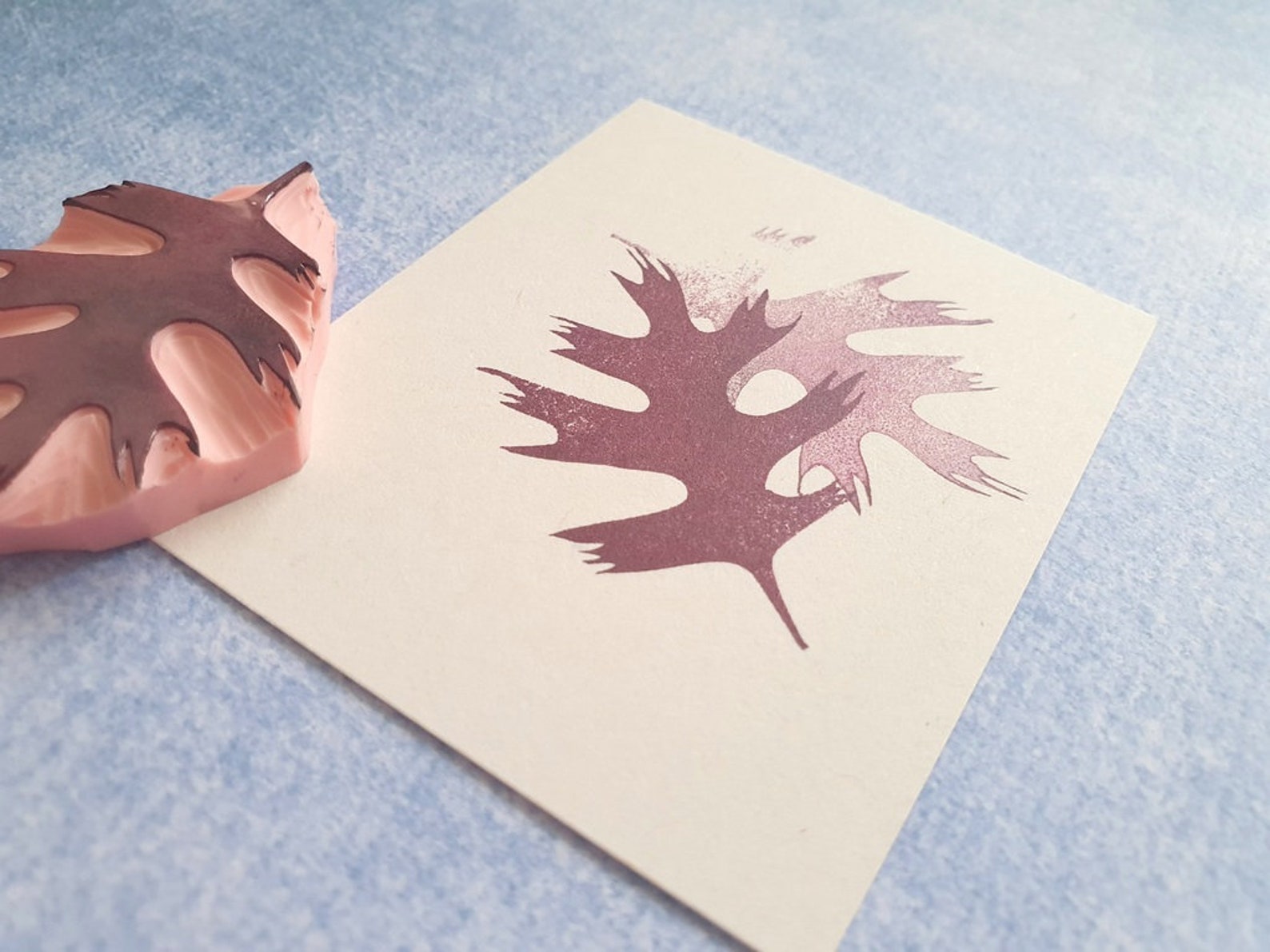 Leaf Rubber Stamp for Art Journaling, Rustic Leaf Stamp for ...
