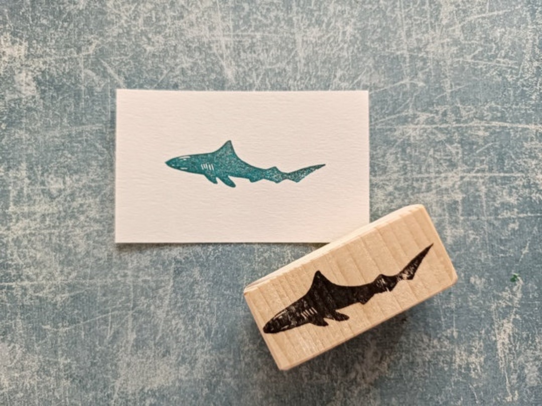 Shark Rubber Stamp for Birthday Wishes Ocean Animal Wooden - Etsy
