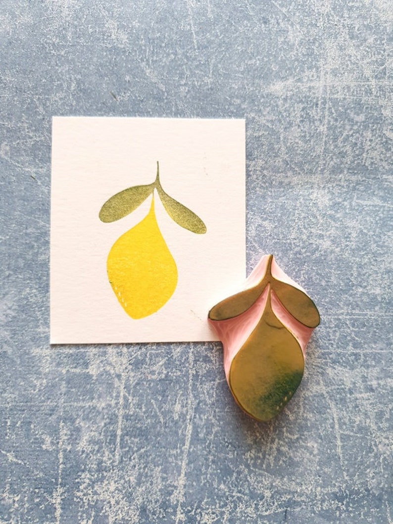Lemon Rubber Stamp for Bullet Journal, Citrus Stamp for Fabric Pattern ...