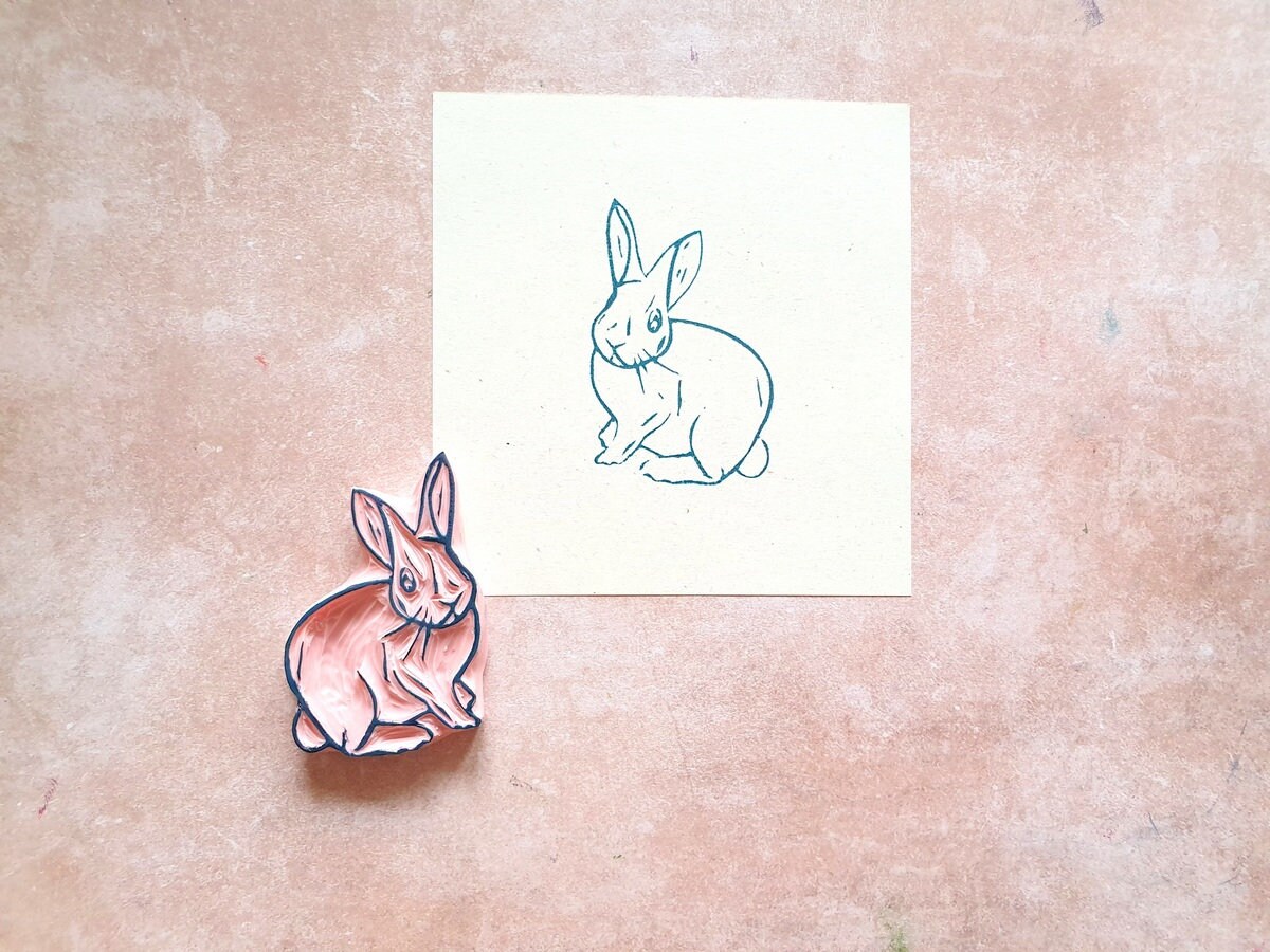 Hare rubber stamp for Easter cards wild animal stencil | Etsy