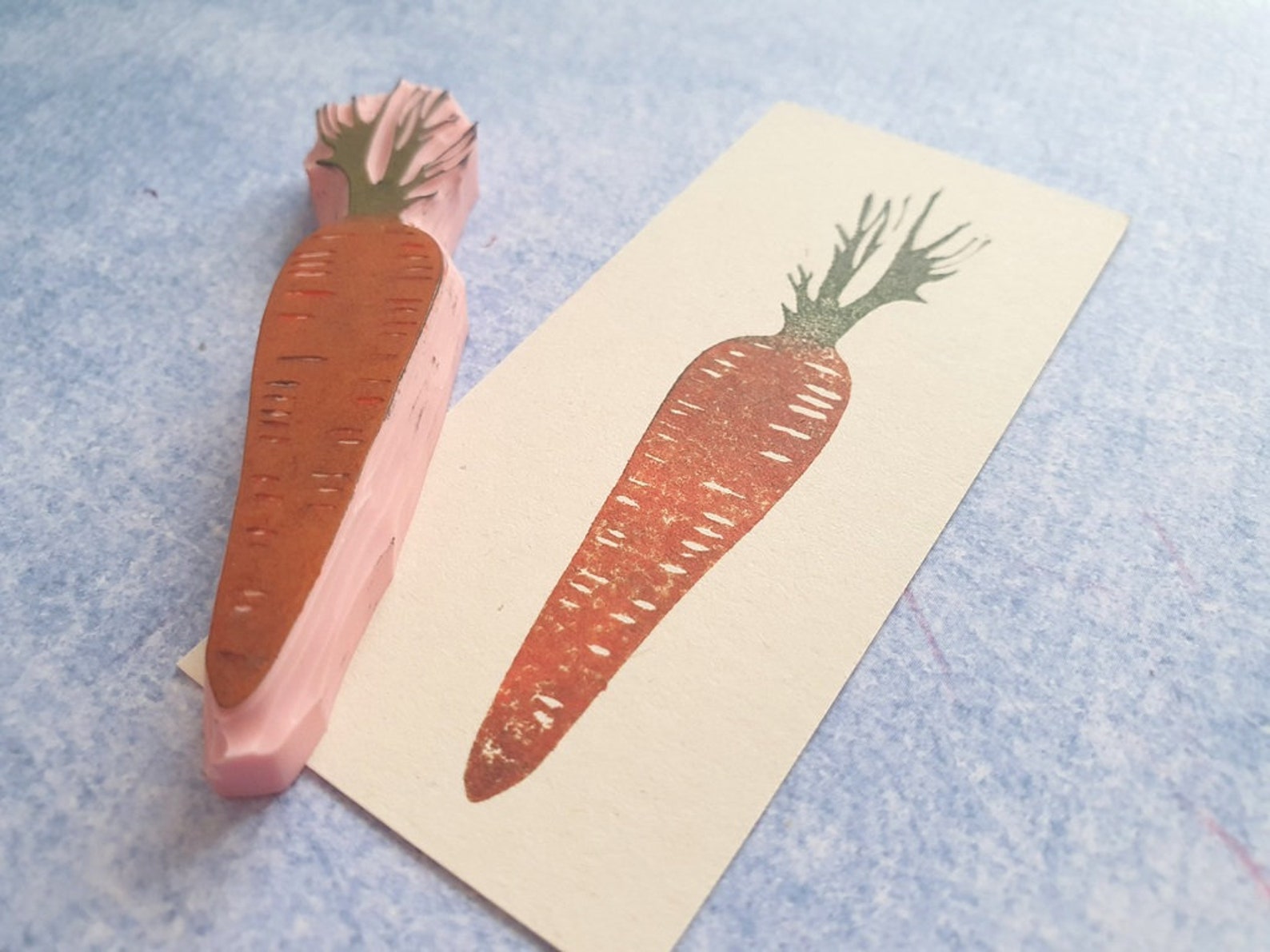 Carrot Rubber Stamp for Printing on Fabric Bags Garden | Etsy