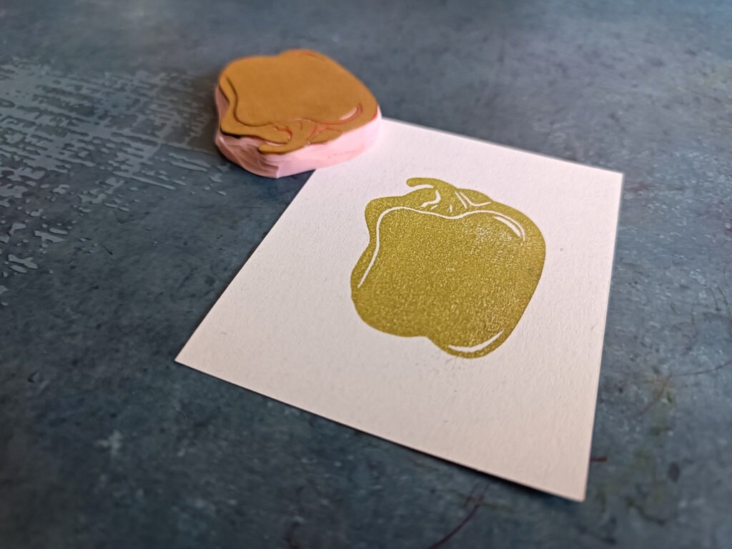 Pepper Rubber Stamp for Journal, Bell Pepper Stamp for Paper Craft ...