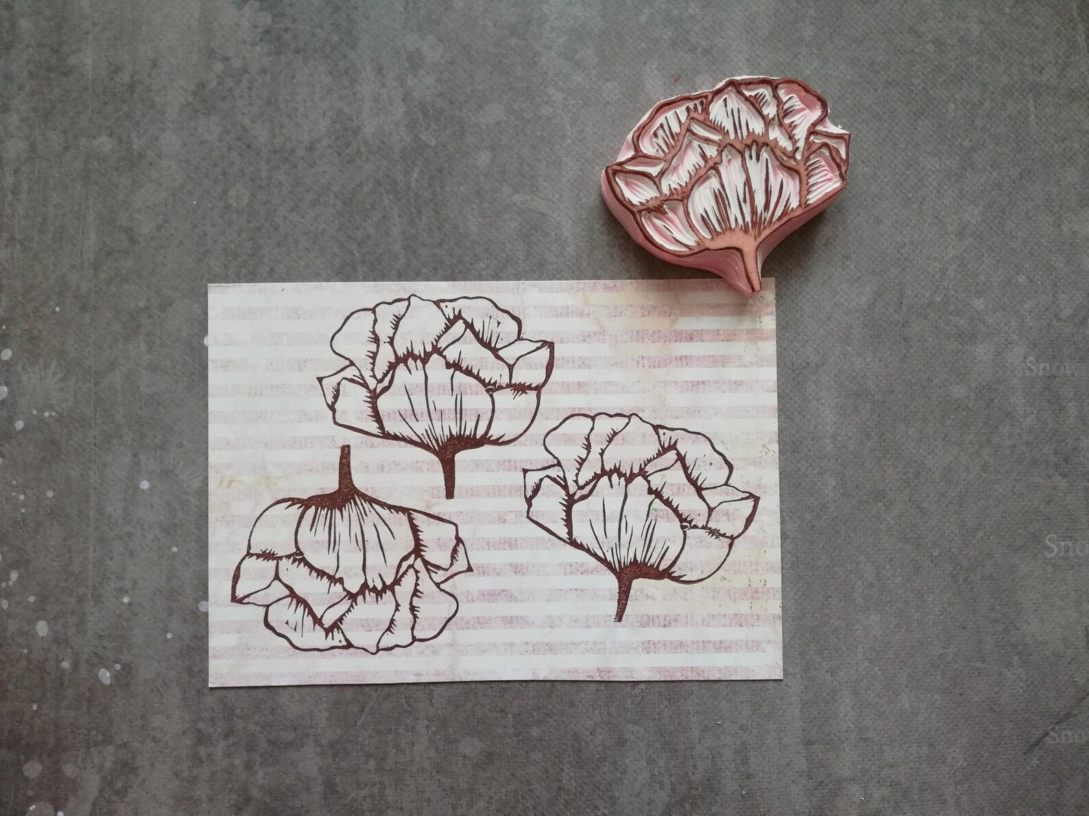 Peony Rubber Stamp for Art Journaling Rose Petals Stamp - Etsy