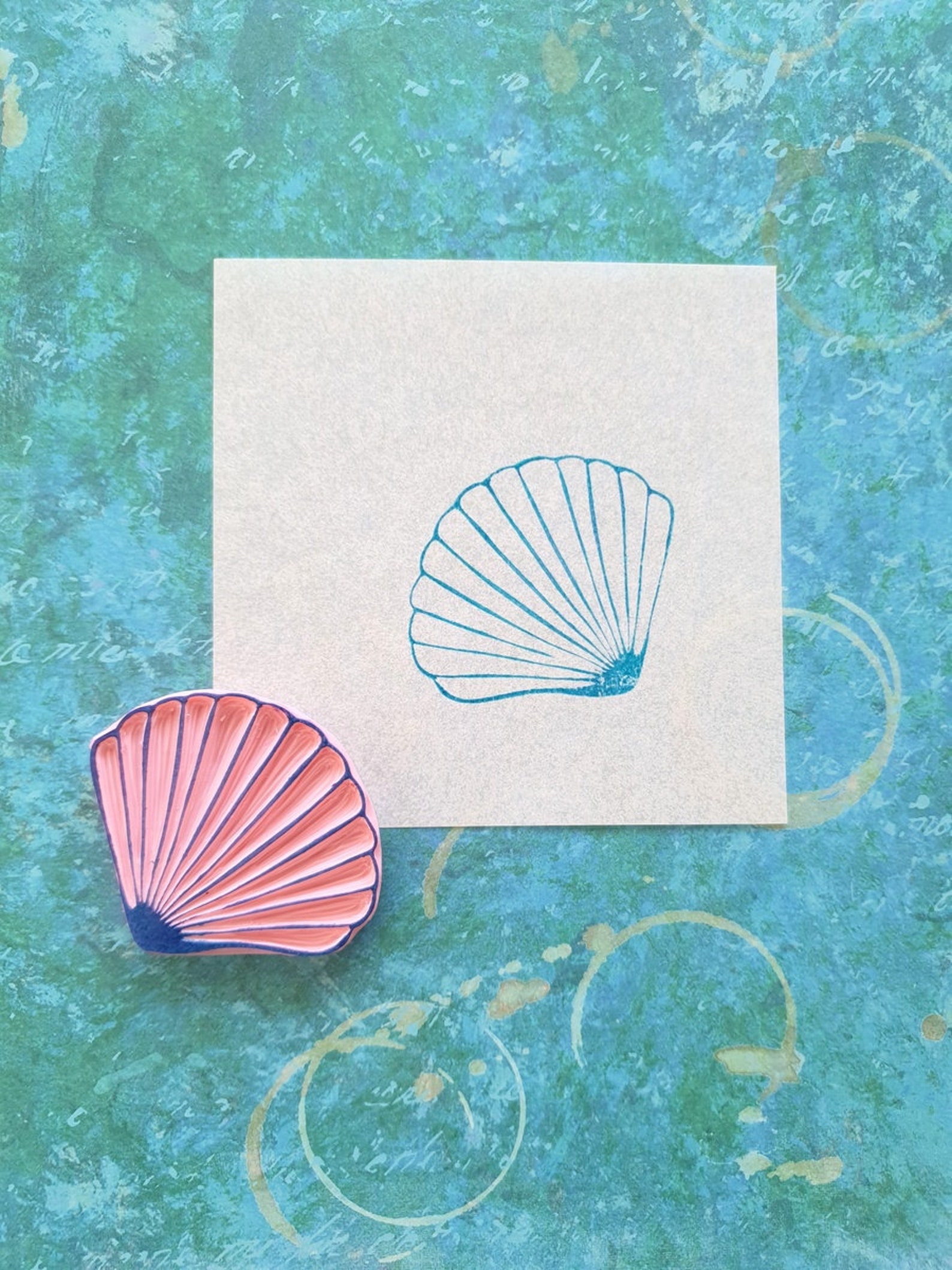 Seashell rubber stamp for scrapbooking hand carved bullet | Etsy