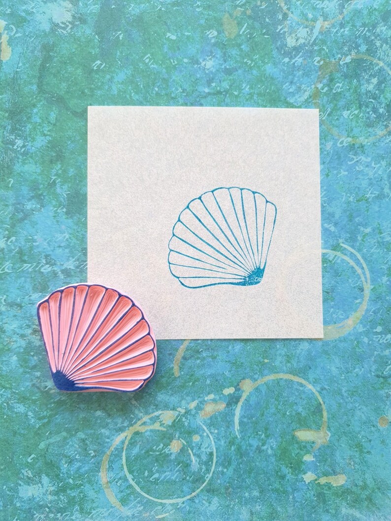 Seashell rubber stamp for scrapbooking hand carved bullet | Etsy
