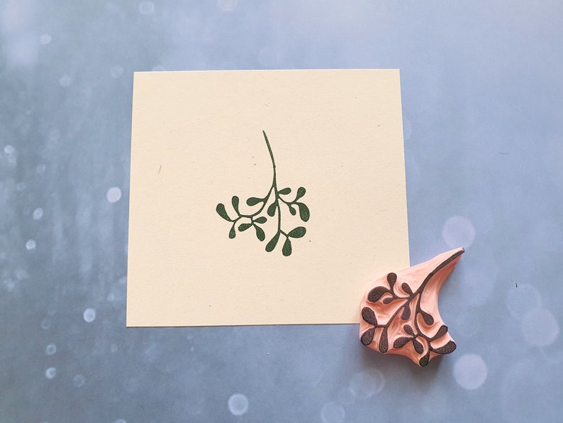 Mistletoe rubber stamp for Christmas greeting cards wild twig | Etsy