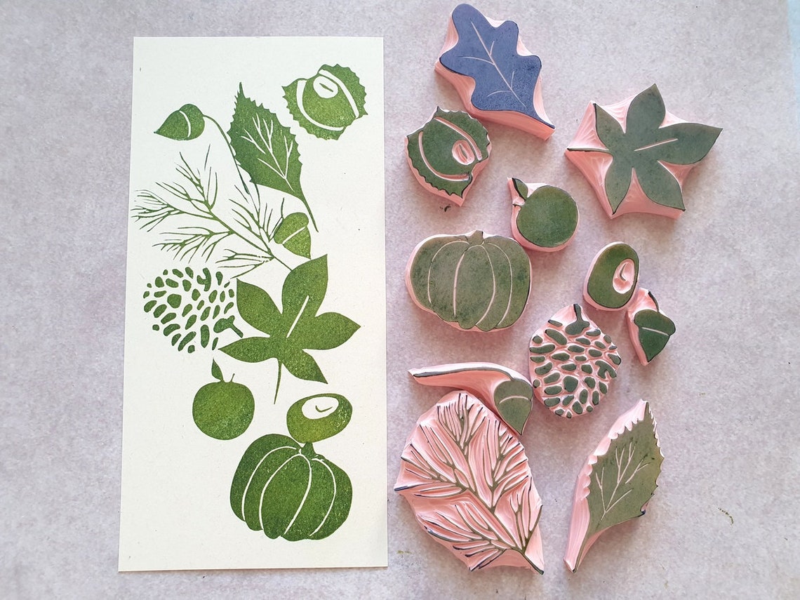 Autumn Rubber Stamp Set of 11 For, Fall Bullet Journal Decor, Waldorf ...