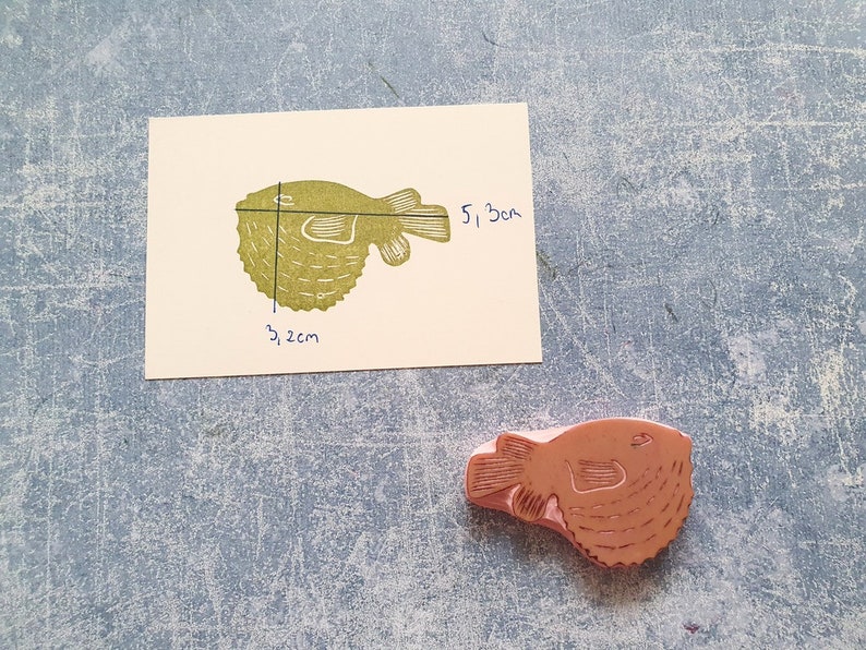 Pufferfish Rubber Stamp for Art Journaling Fish Rubber Stamp - Etsy