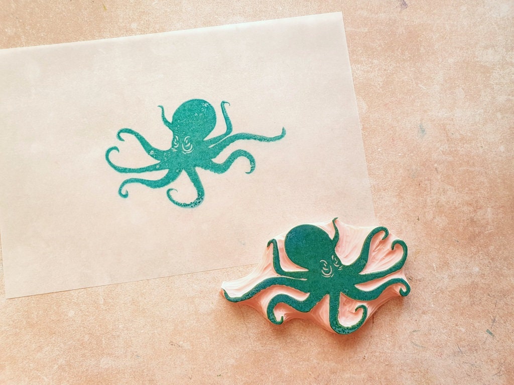 Octopus rubber stamp for scrapbooking Ocean animal stamp for | Etsy