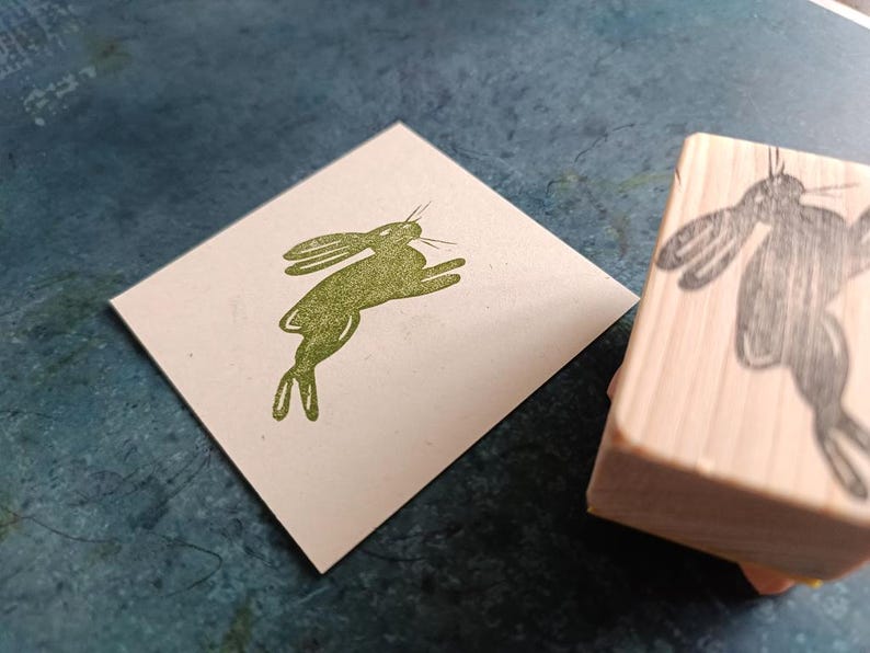 Rabbit Rubber Stamp, Hare Rubber Stamp, Animal Stamp, Easter Decor ...