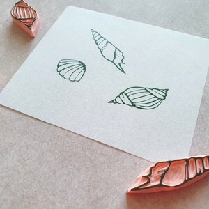 Seashell Rubber Stamp Set of 3 for Scrapbooking, Shell Stamp, Beach ...