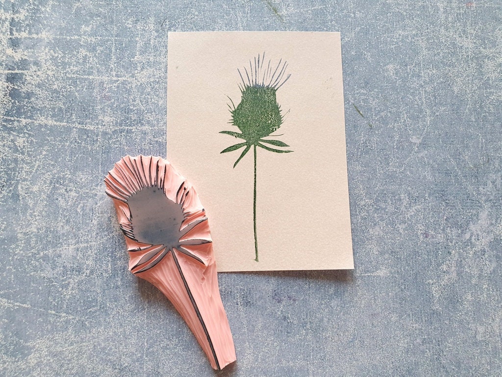 Thistle Rubber Stamp for Junk Journal, Wild Flower Stamp for ...