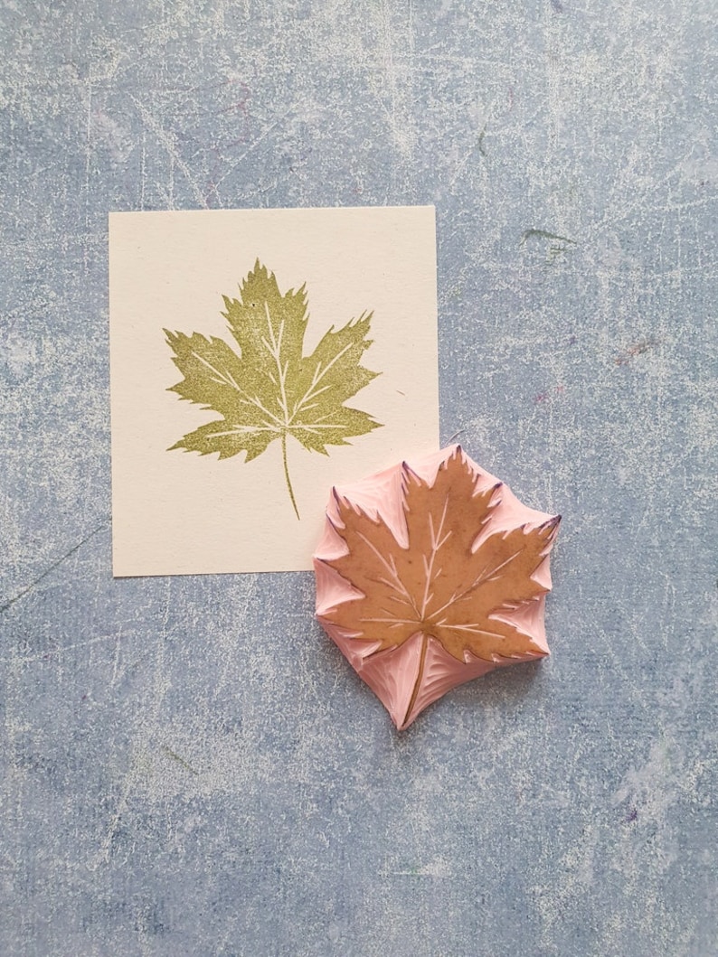 Maple Leaf Rubber Stamp Autumn Leaf for Bullet Journal Fall - Etsy