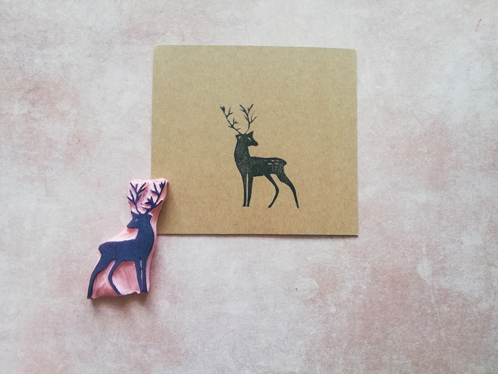 Deer rubber stamp for winter scrapbook wild animal stamp for | Etsy