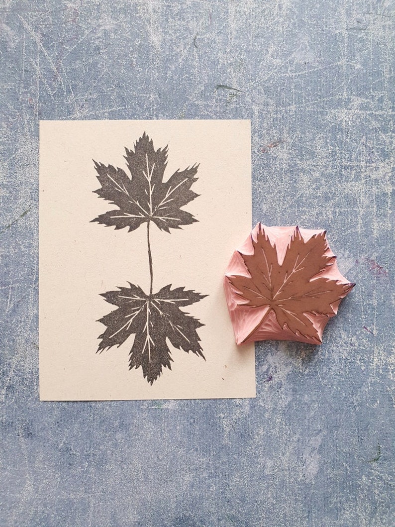 Maple Leaf Rubber Stamp Autumn Leaf for Bullet Journal Fall - Etsy