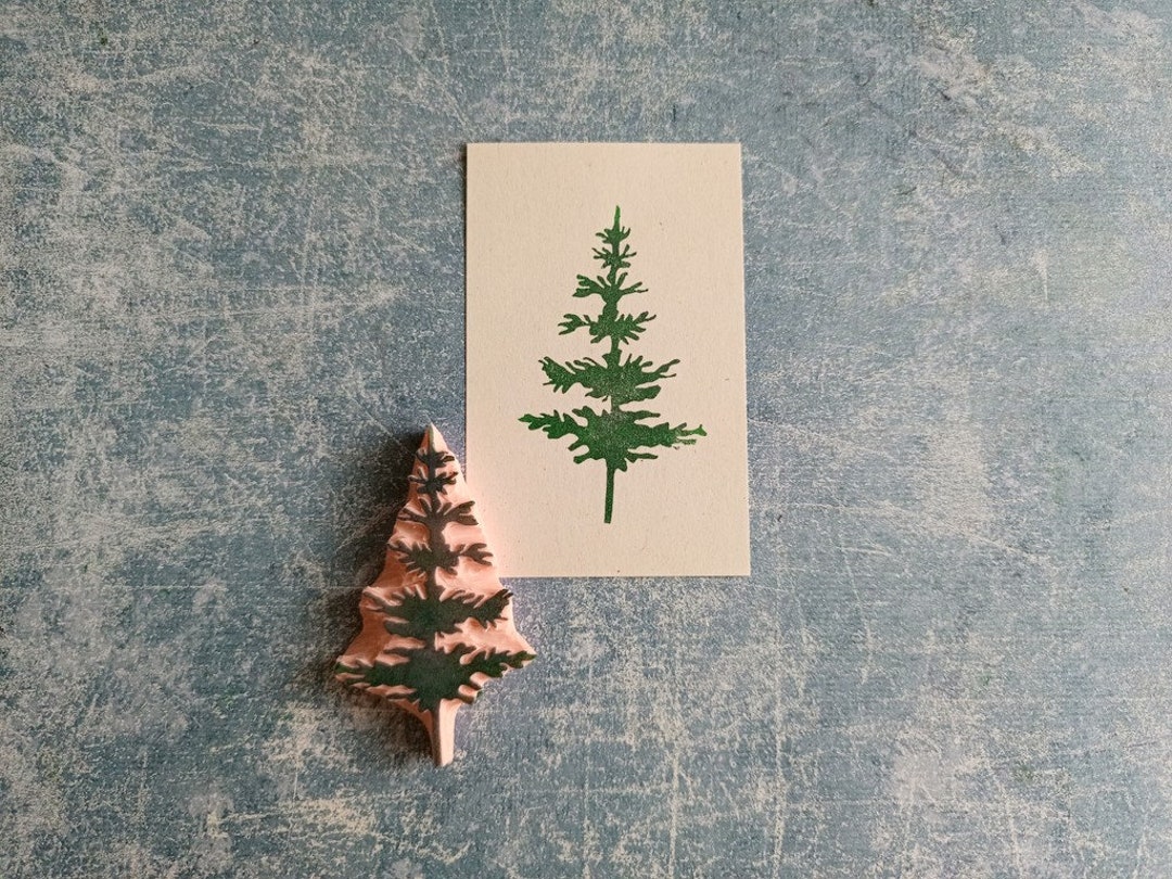 Pine Tree Rubber Stamp, Wild Forest Stationery, Christmas Cardmaking ...
